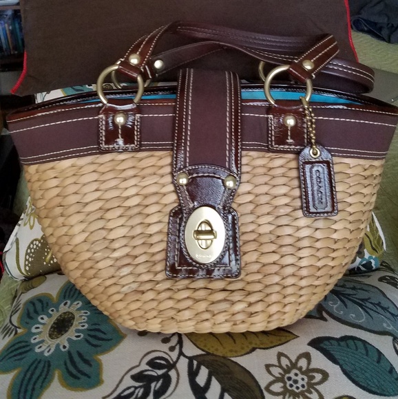 Coach | Bags | Nwot Coach Watercolor Stripe Straw Bag | Poshmark